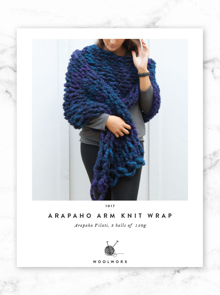 FREE Arm knitting pattern download - Arapaho Arm Knit Wrap – Woolworx